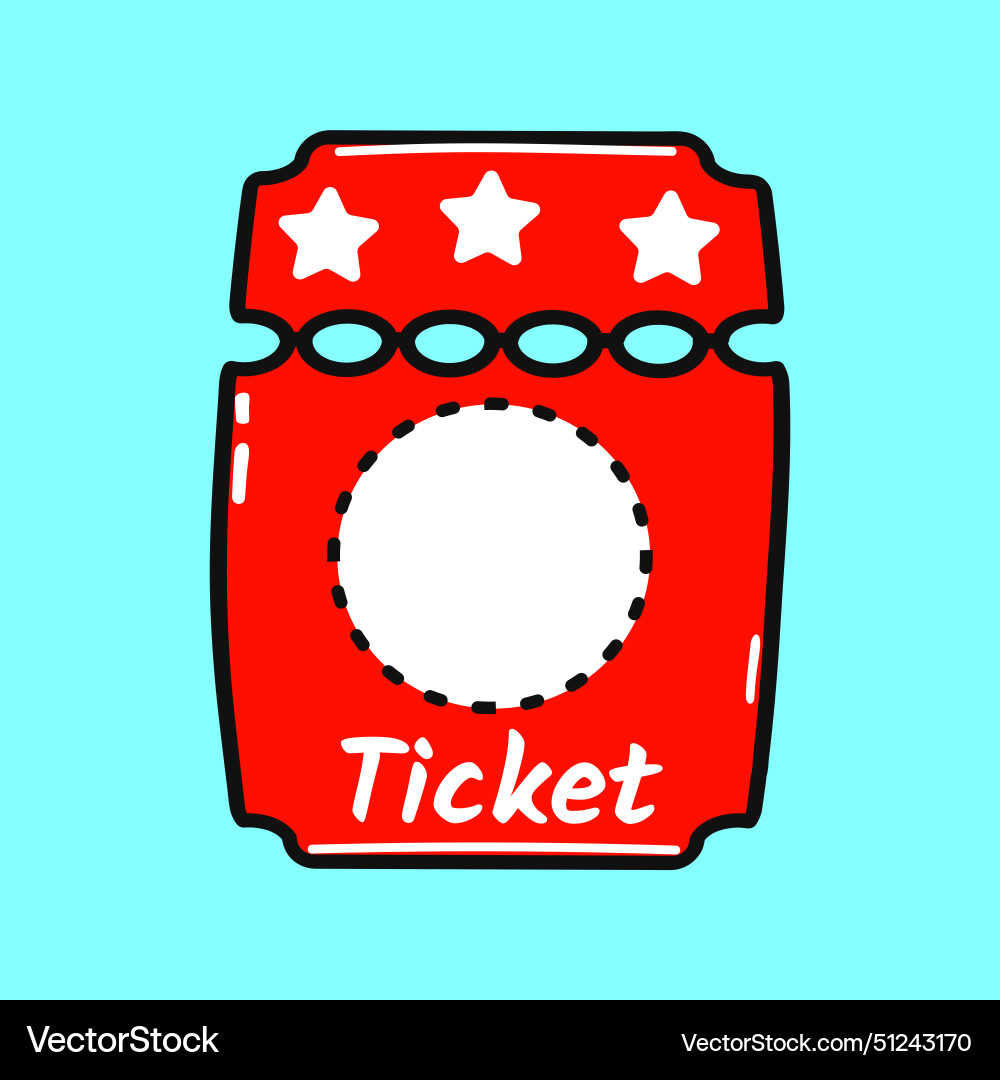 Cinema ticket character hand drawn cartoon Vector Image