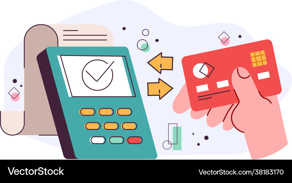 Debit credit card connecting Royalty Free Vector Image