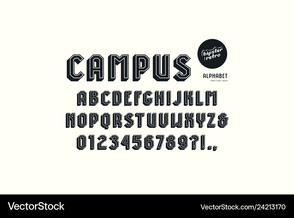 Decorative sans serif bulk font Royalty Free Vector Image