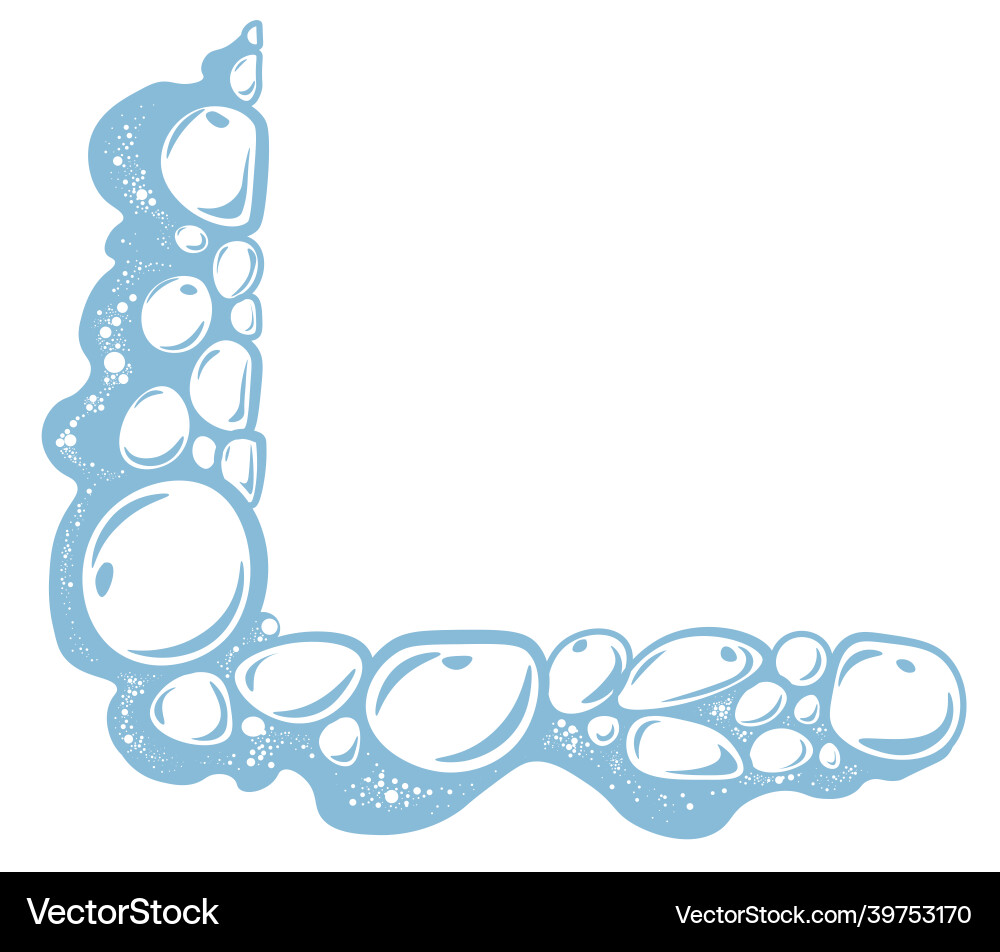 Foamy water with bubble left bottom corner frame Vector Image