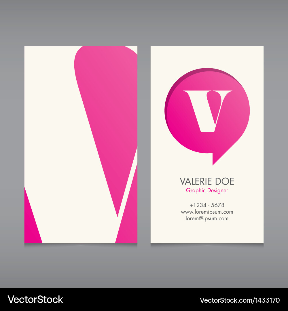 Letter V Business Card Template Royalty Free Vector Image