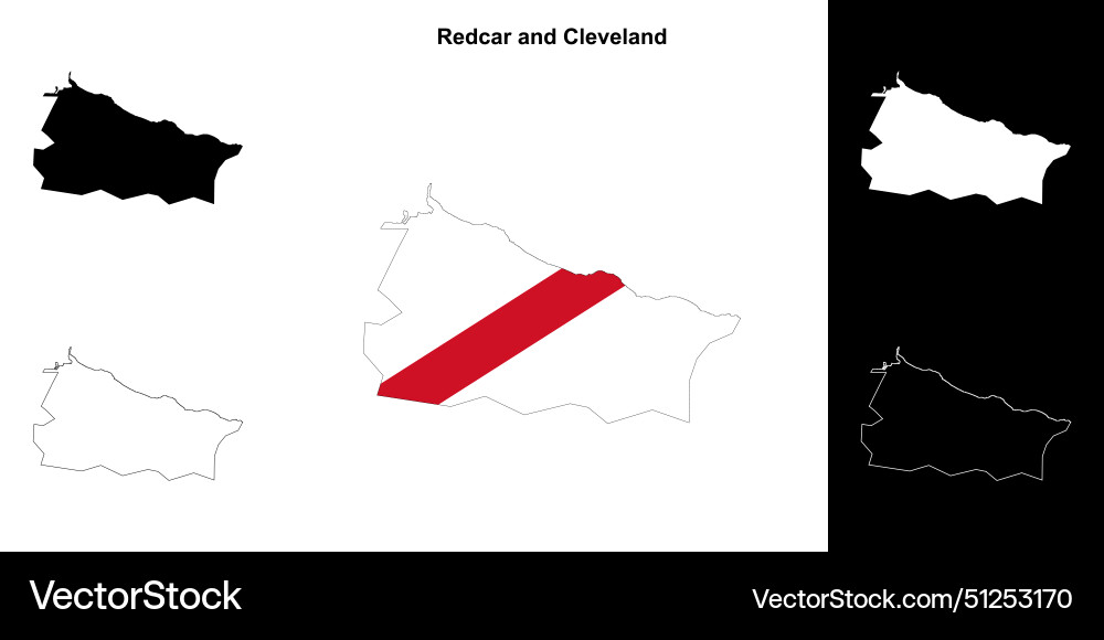 Redcar and cleveland outline map Royalty Free Vector Image