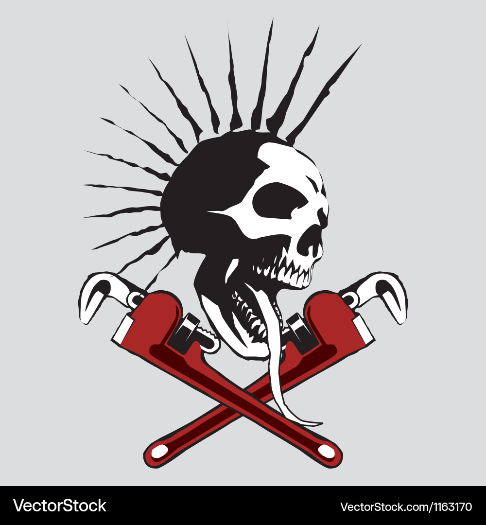 Skull pipe wrench Royalty Free Vector Image - VectorStock