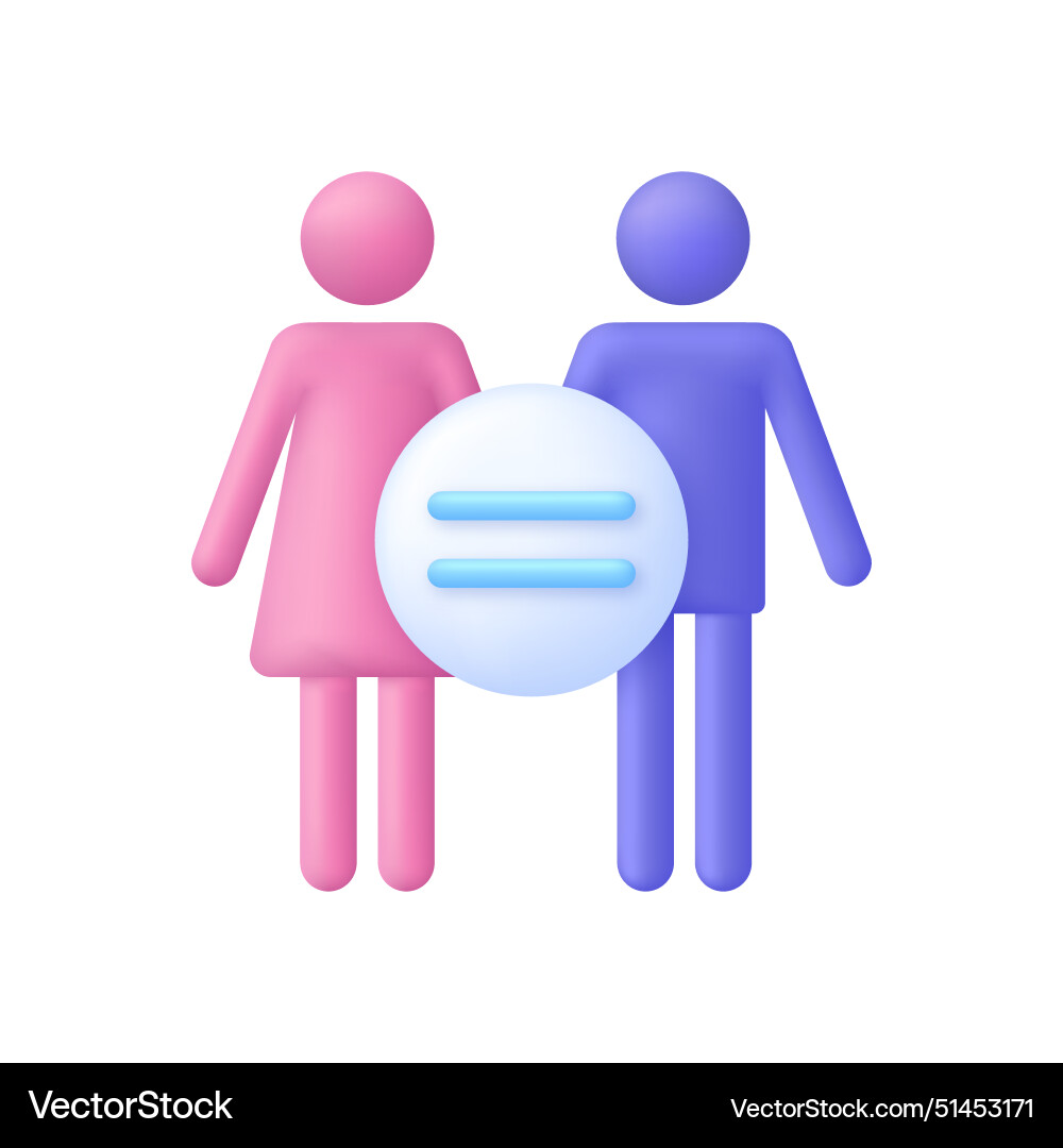 3d gender icon equality between men and women Vector Image