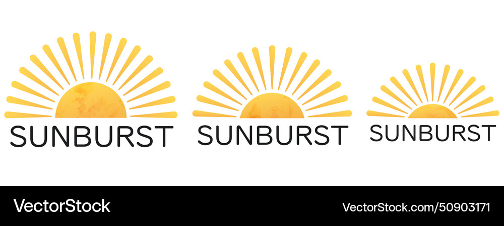Abstract sun sign with rays sunset sunrise half Vector Image