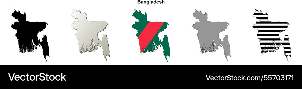 Bangladesh outline map Royalty Free Vector Image