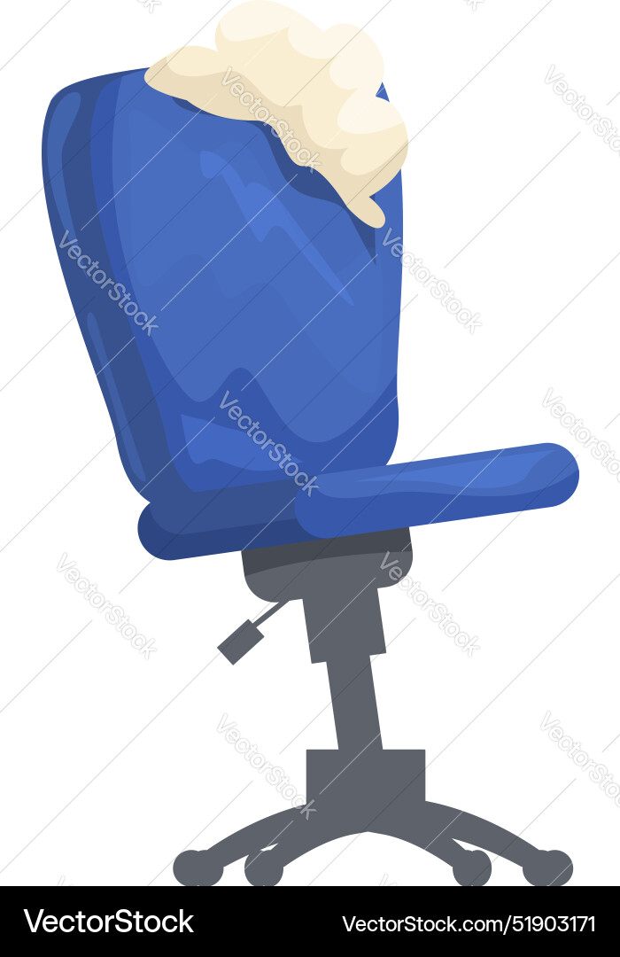 Blue office chair soiled with white paint showing Vector Image