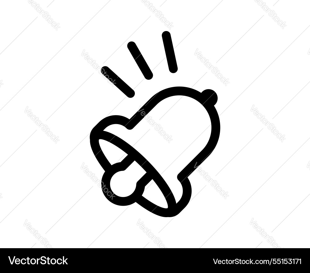 Bold schwarz Umriss Glocke Icon Ring Lizenzfreier Vektor