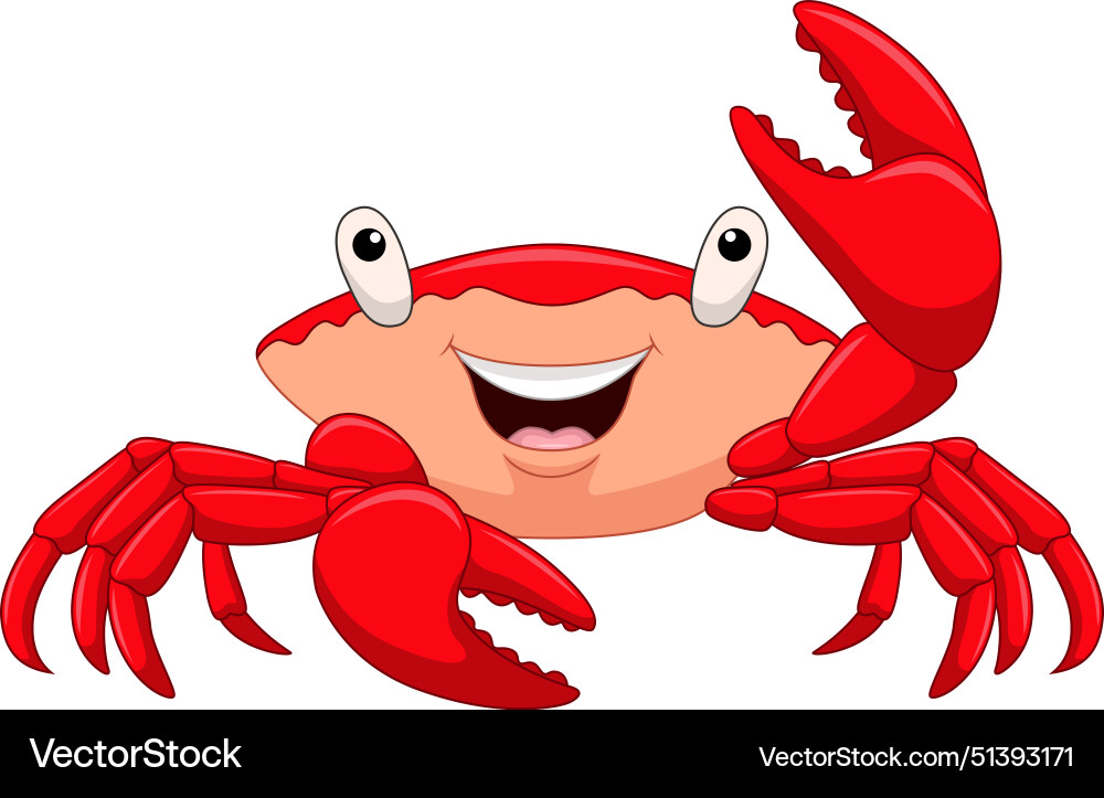 Cartoon smiling crab isolated on white background Vector Image