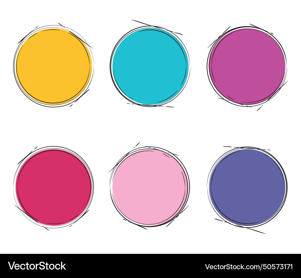 Circle labels hand drawn outline design Royalty Free Vector
