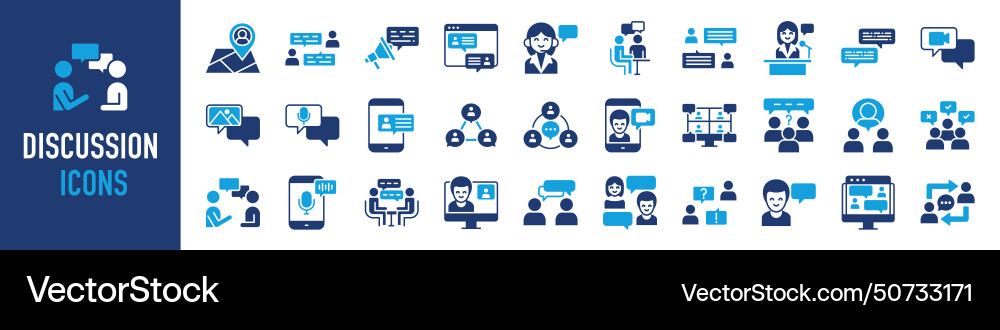 Discussion icons set communication speech chat Vector Image