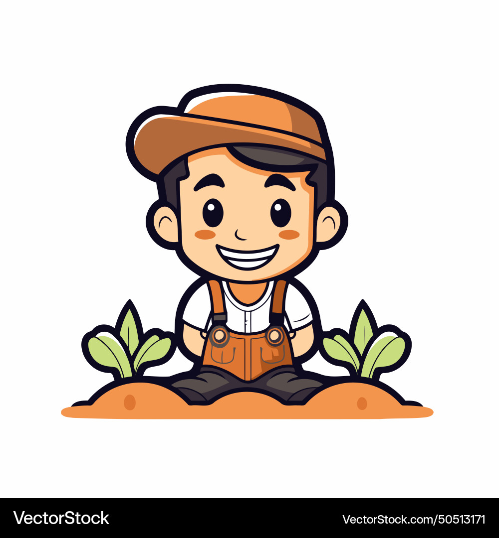 Farmer cartoon character design Royalty Free Vector Image