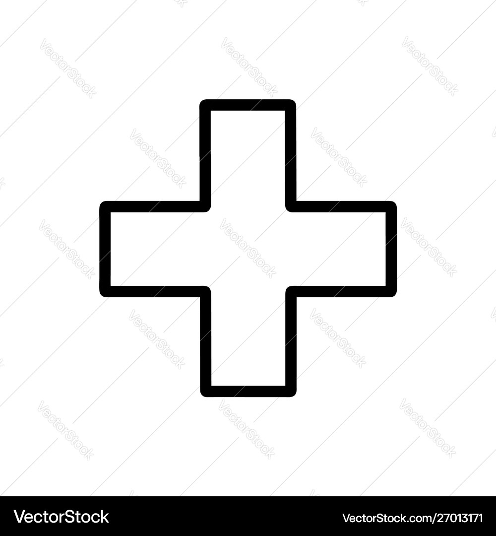 Flat line cross icon Royalty Free Vector Image