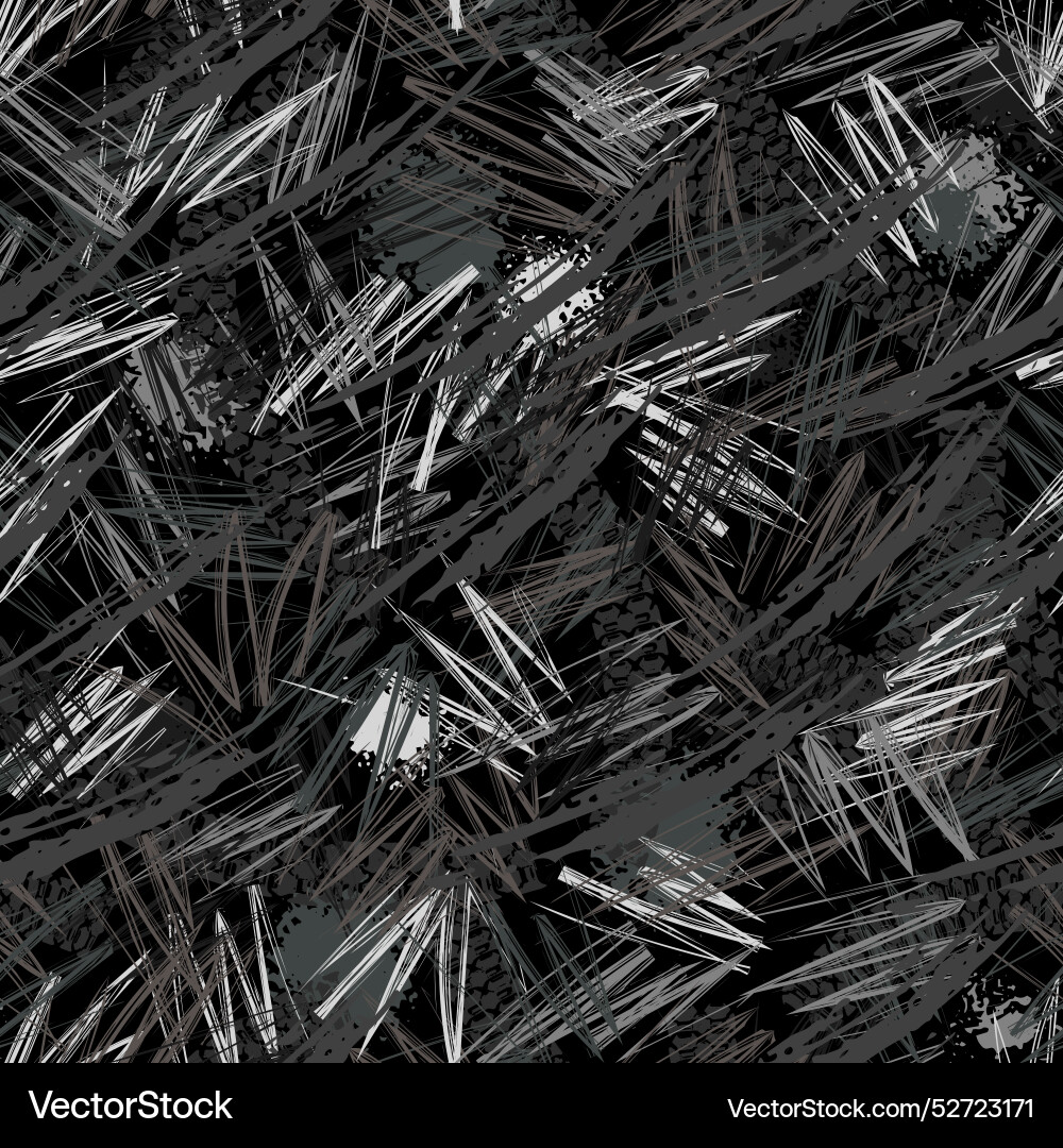 Gray camouflage pattern with grunge zigzag lines Vector Image