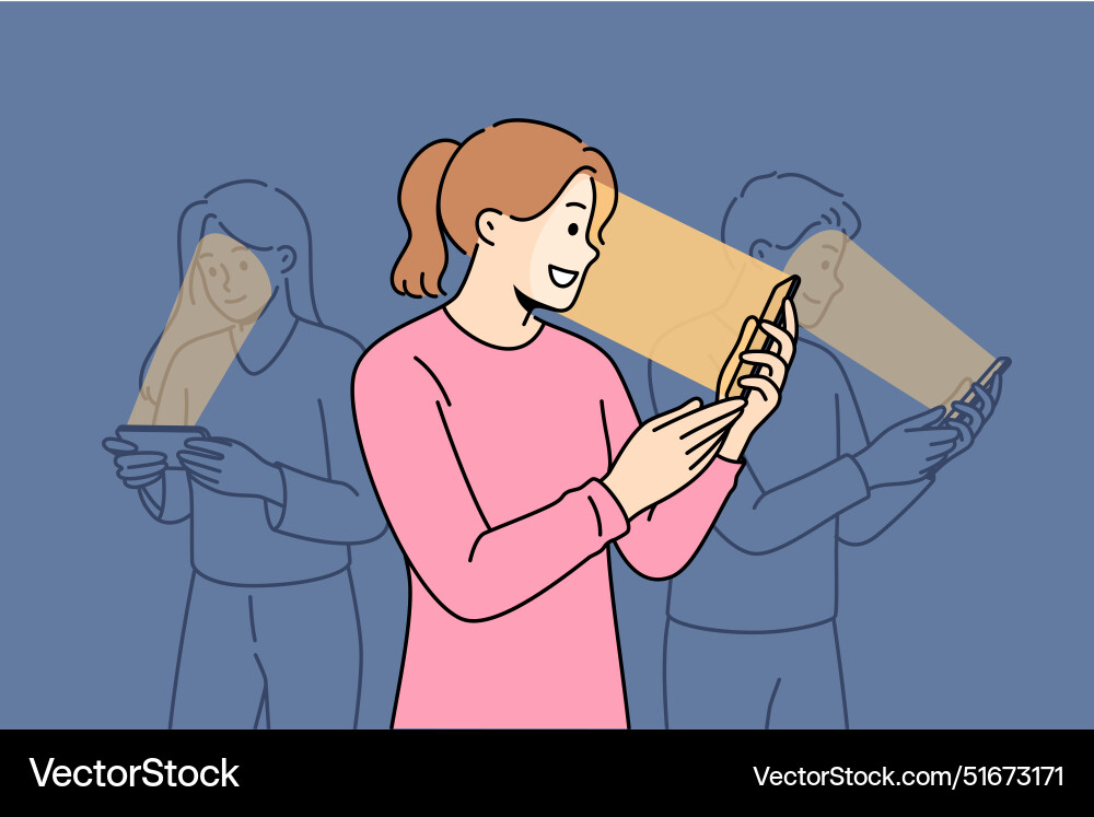 Massive digital addiction among people looking Vector Image