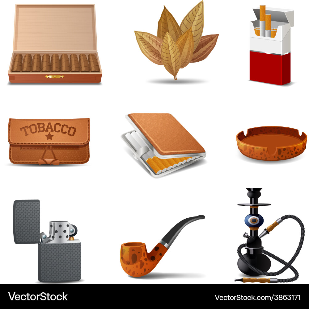 Tobacco Icon Collection Royalty Free Vector Image