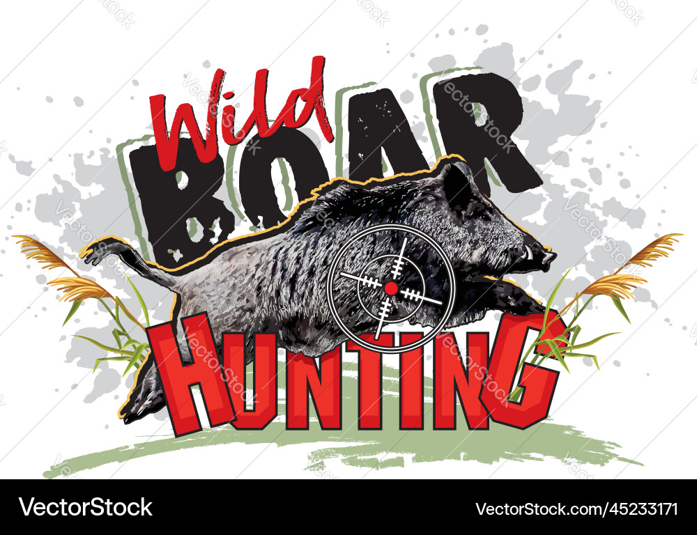 Wild Boar Hunting Scene Royalty Free Vector Image