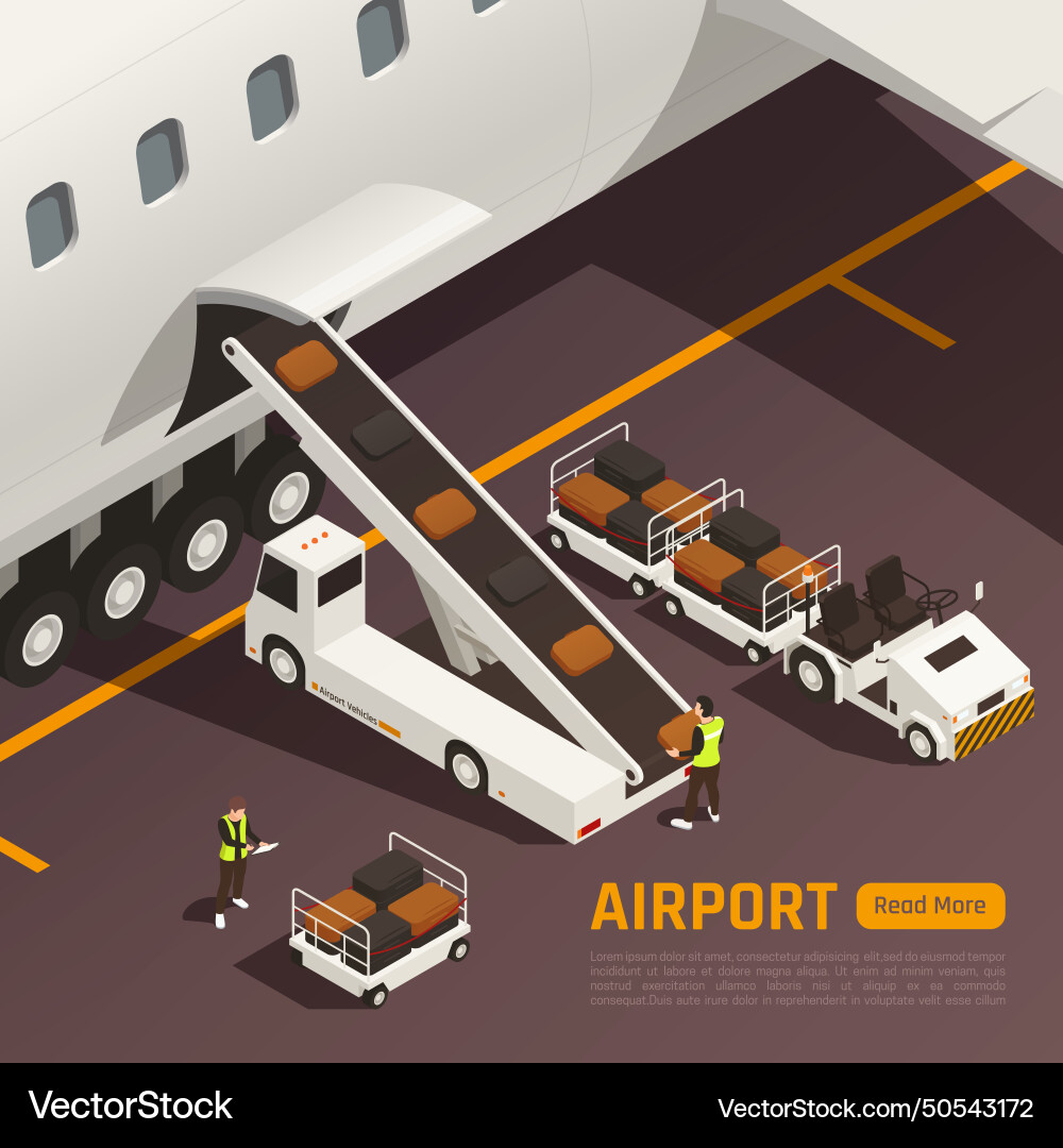 Aircraft baggage loading background Royalty Free Vector