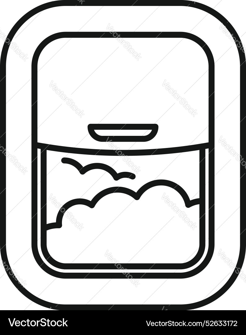 Airplane window is showing clouds and birds flying