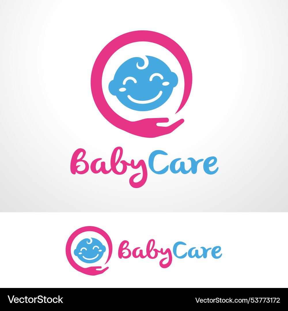 Baby care logo template design emblem Royalty Free Vector