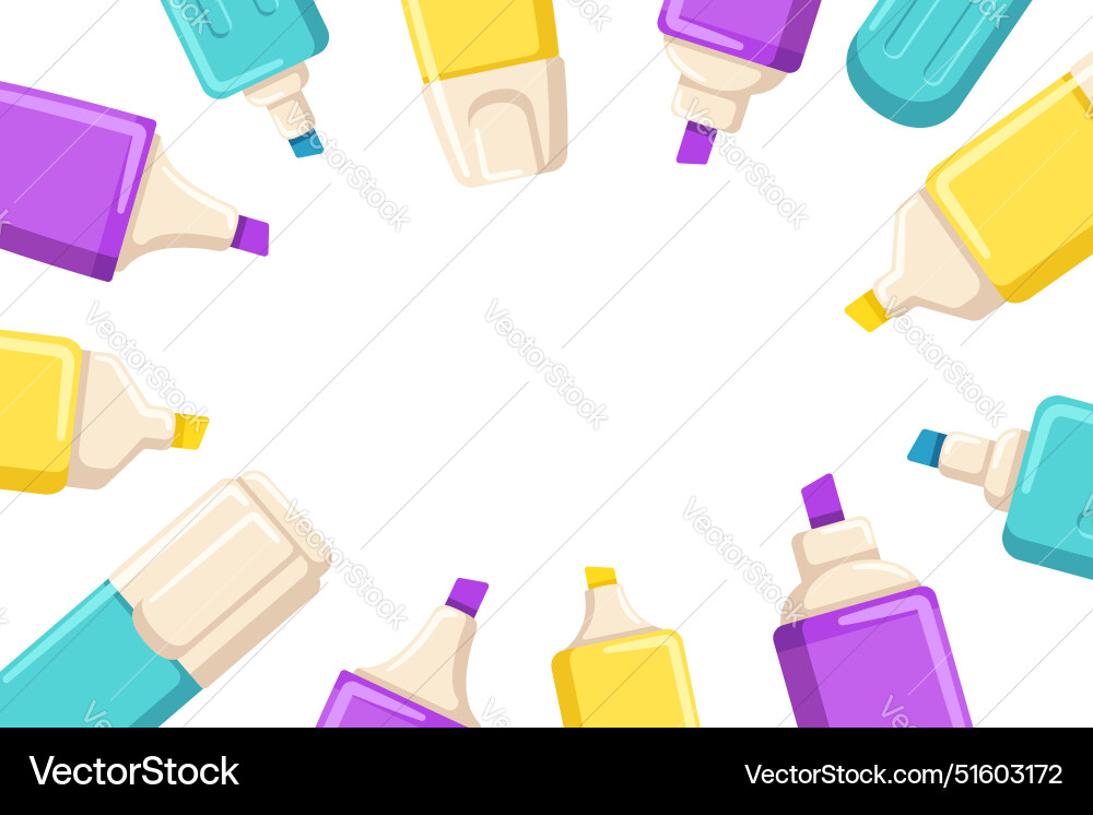 Background with cute colorful marker pen school Vector Image