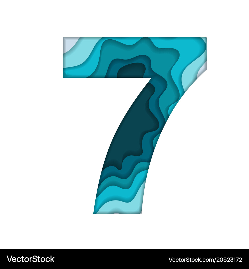 Blue number seven Royalty Free Vector Image - VectorStock