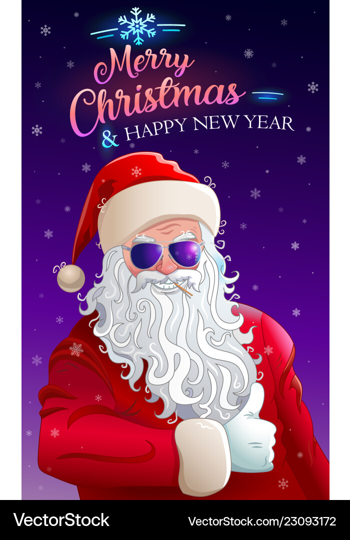 Cool Santa Christmas Greeting Card – Royalty-Free Vector | VectorStock