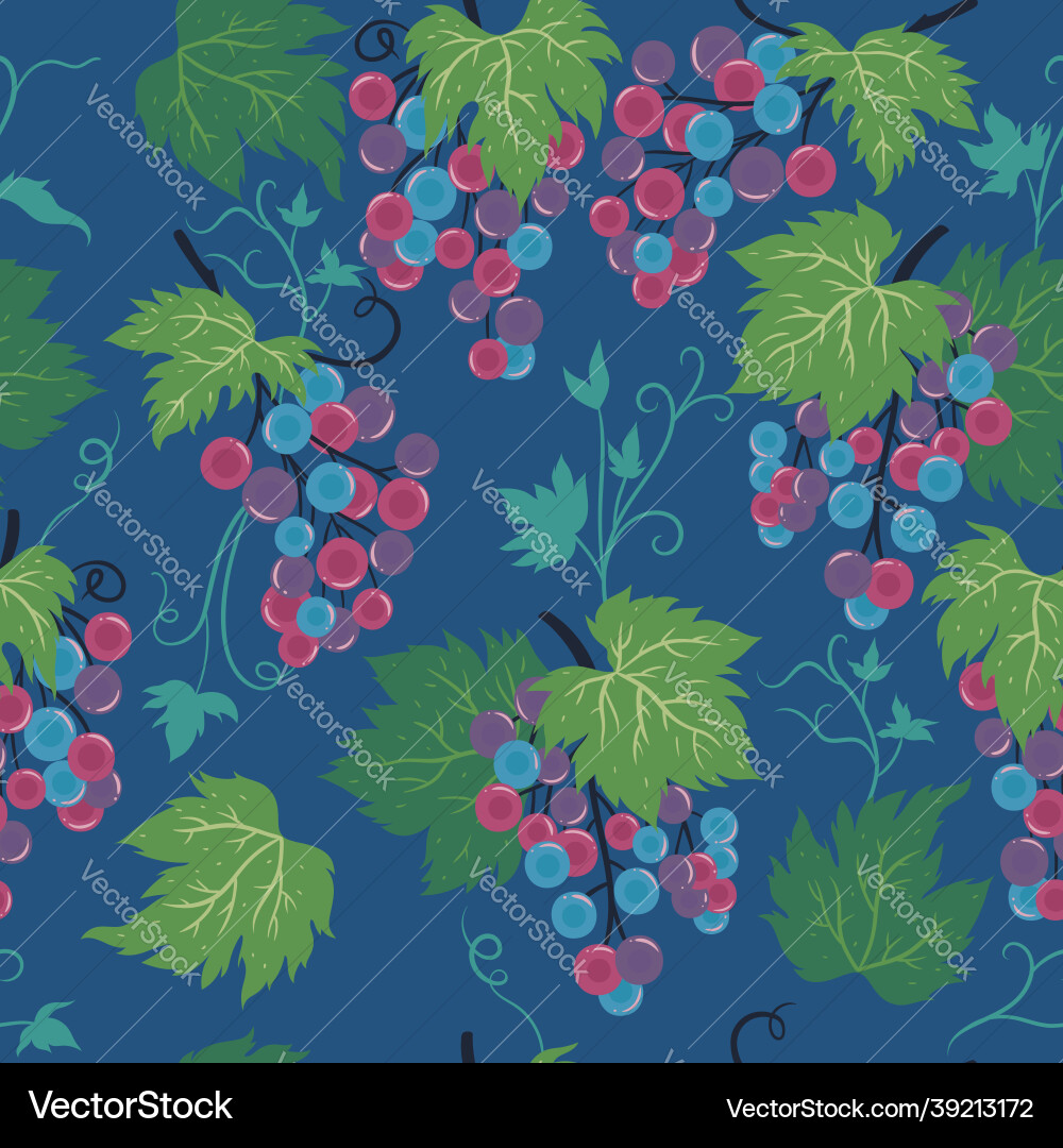 Grape Bunch Seamless Pattern Royalty Free Vector Image