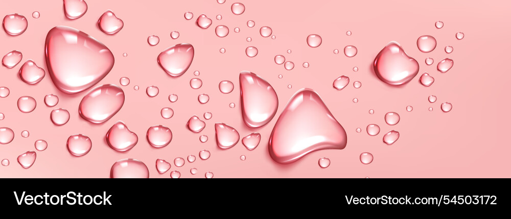 Pink water drop background 3d collagen droplet Vector Image