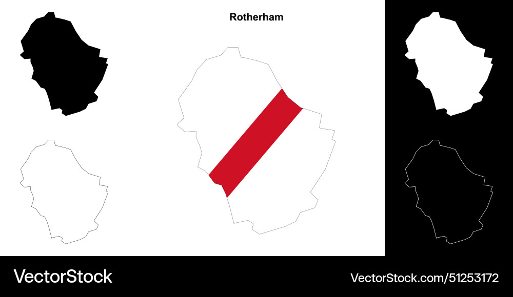 Rotherham outline map Royalty Free Vector Image