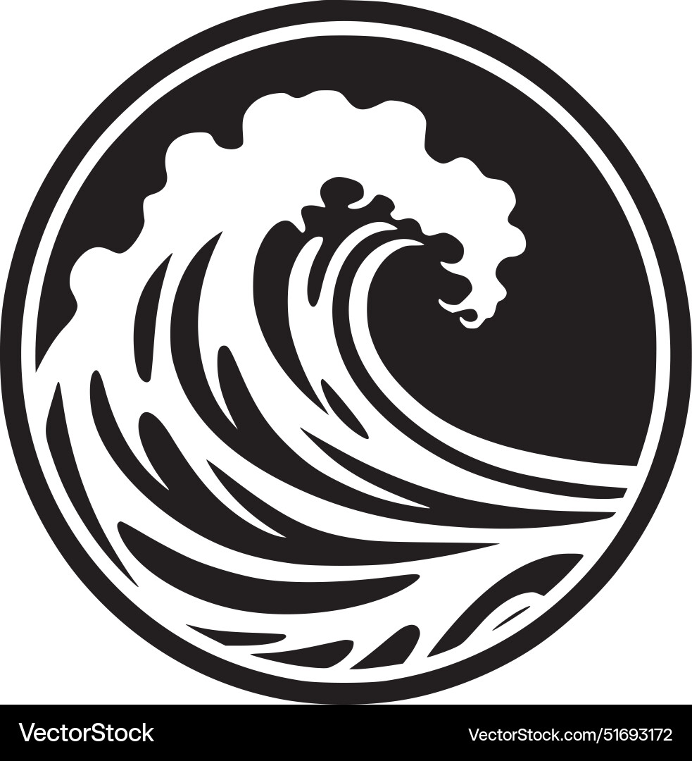 Wave - black and white isolated icon Royalty Free Vector