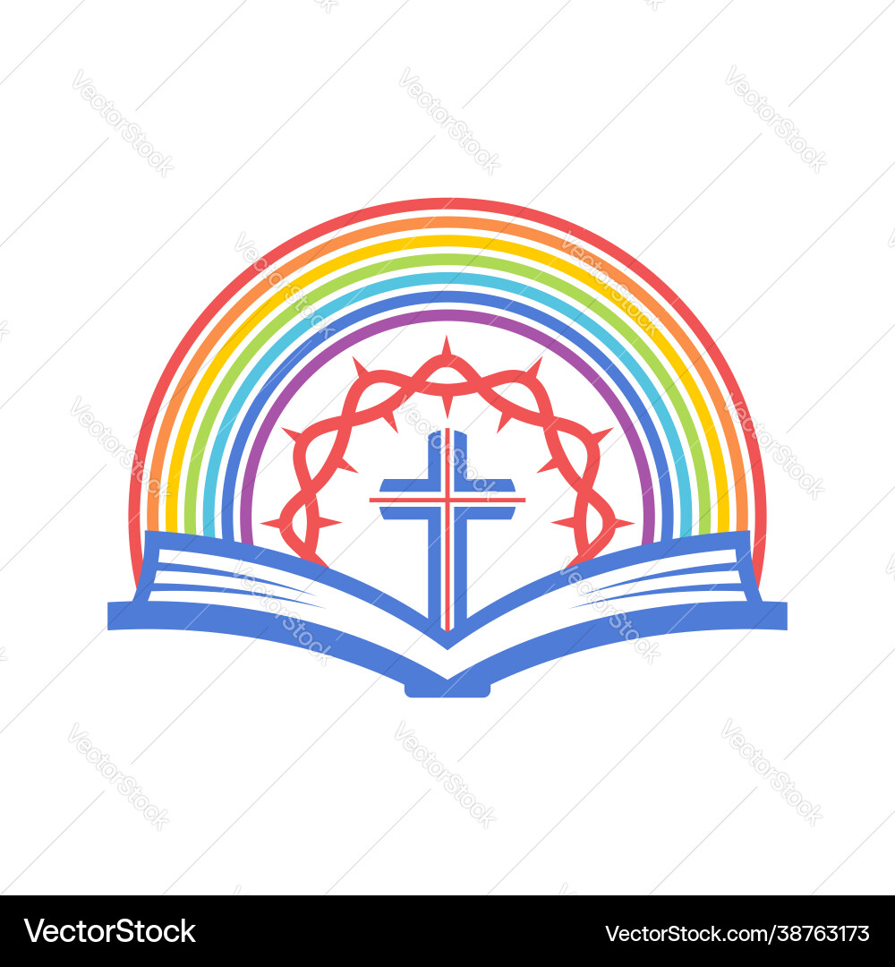 An open bible and a rainbow covenant Royalty Free Vector