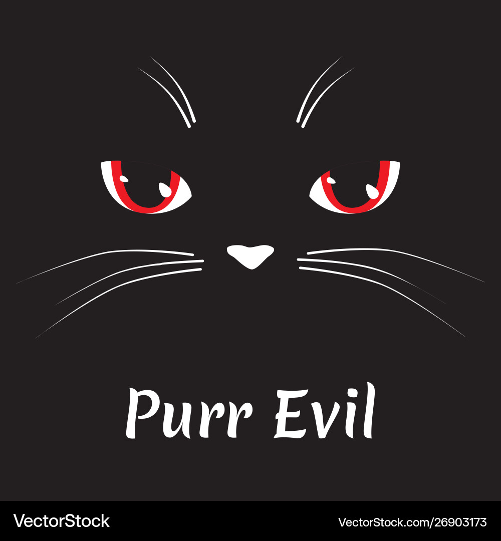 Black cat face evil kitten character Royalty Free Vector