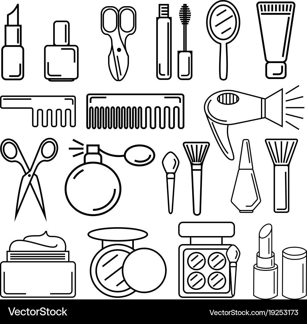 Cosmetic Elements - Linear Style Royalty Free Vector Image