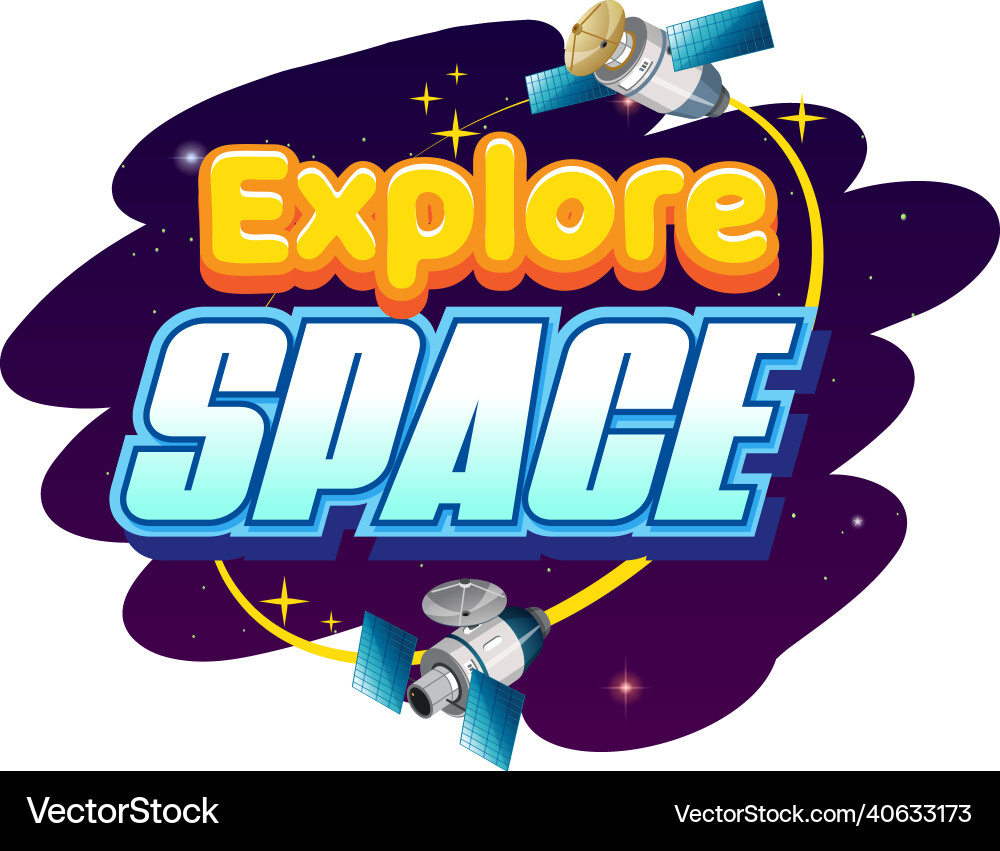 Explore space word logo design Royalty Free Vector Image