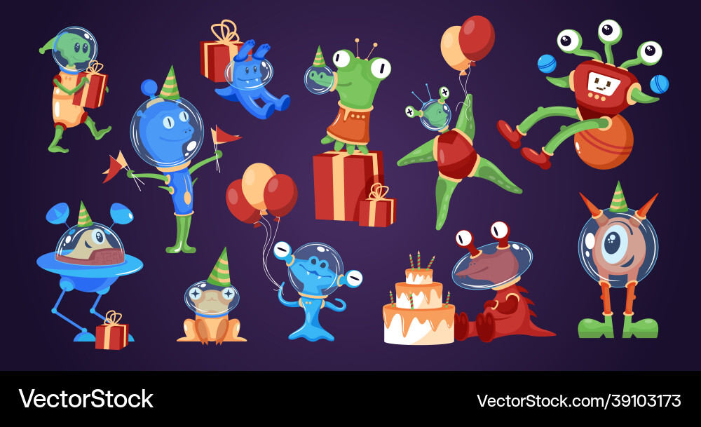 Funny aliens set Royalty Free Vector Image - VectorStock