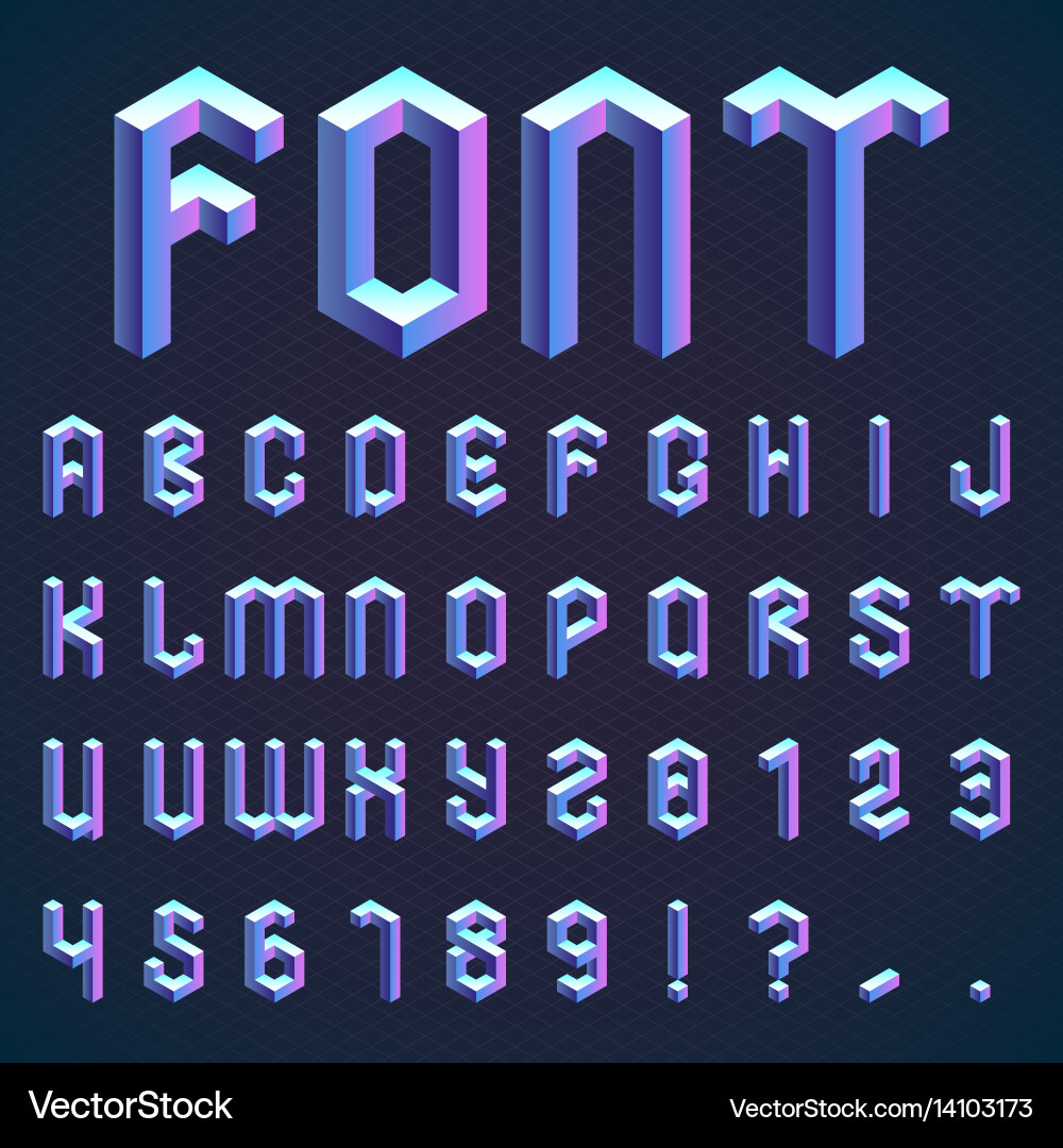 Isometric Grid Alphabet Vector Images (69)
