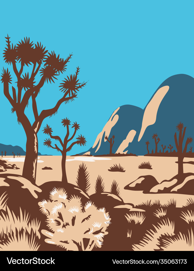 Joshua Tree National Park Poster Royalty Free Vector Image