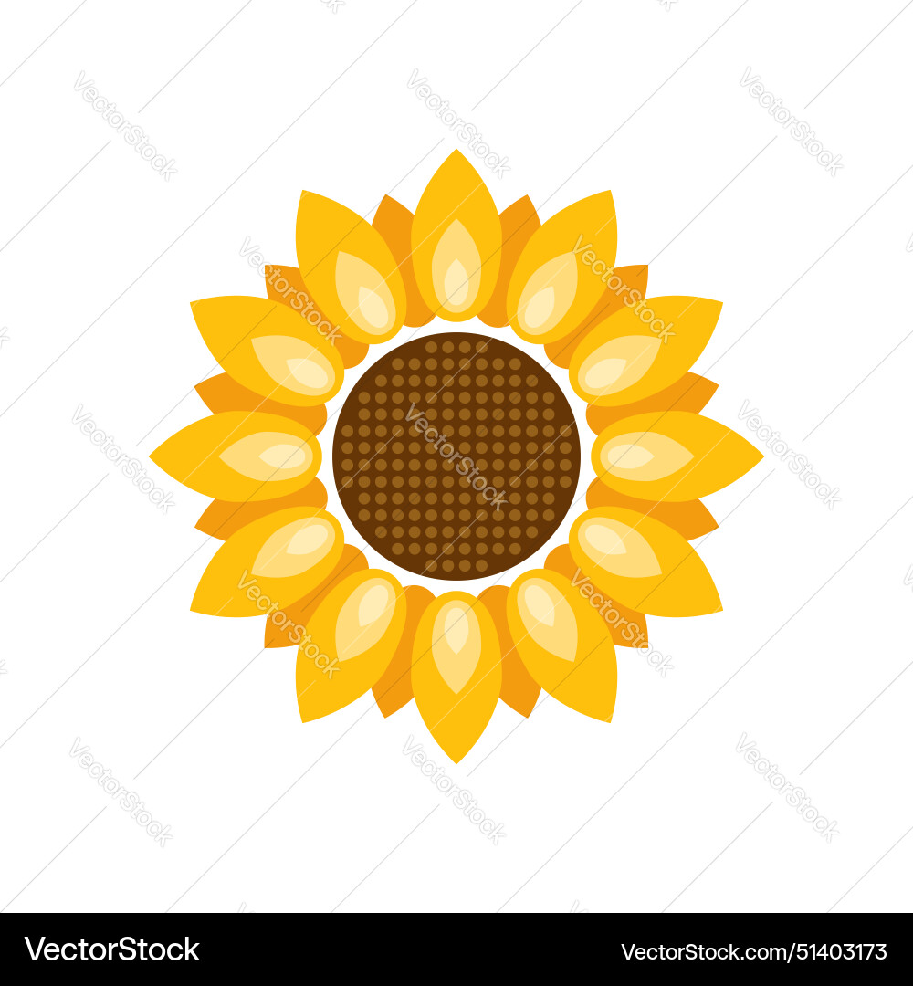 Sunflower icon in flat style flora on isolated Vector Image