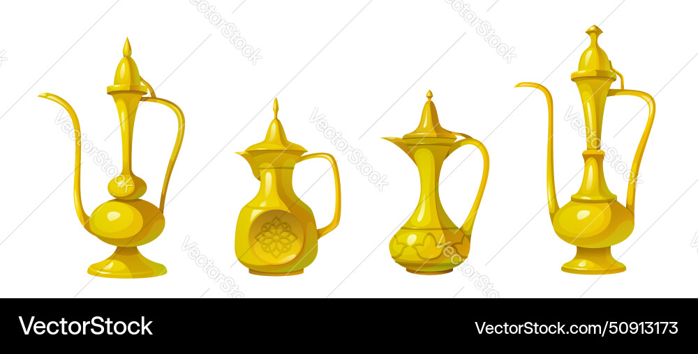 Traditional arab kettles set isolated on white Vector Image