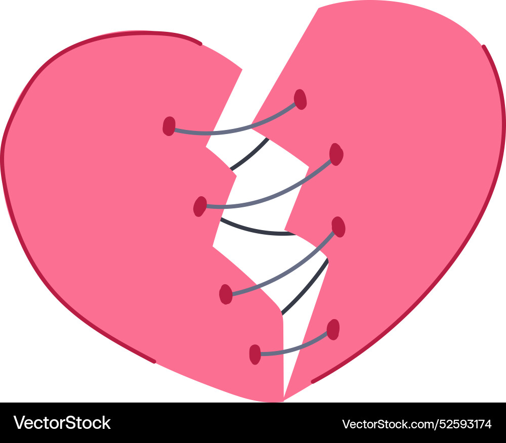 Crack heart broken cartoon Royalty Free Vector Image