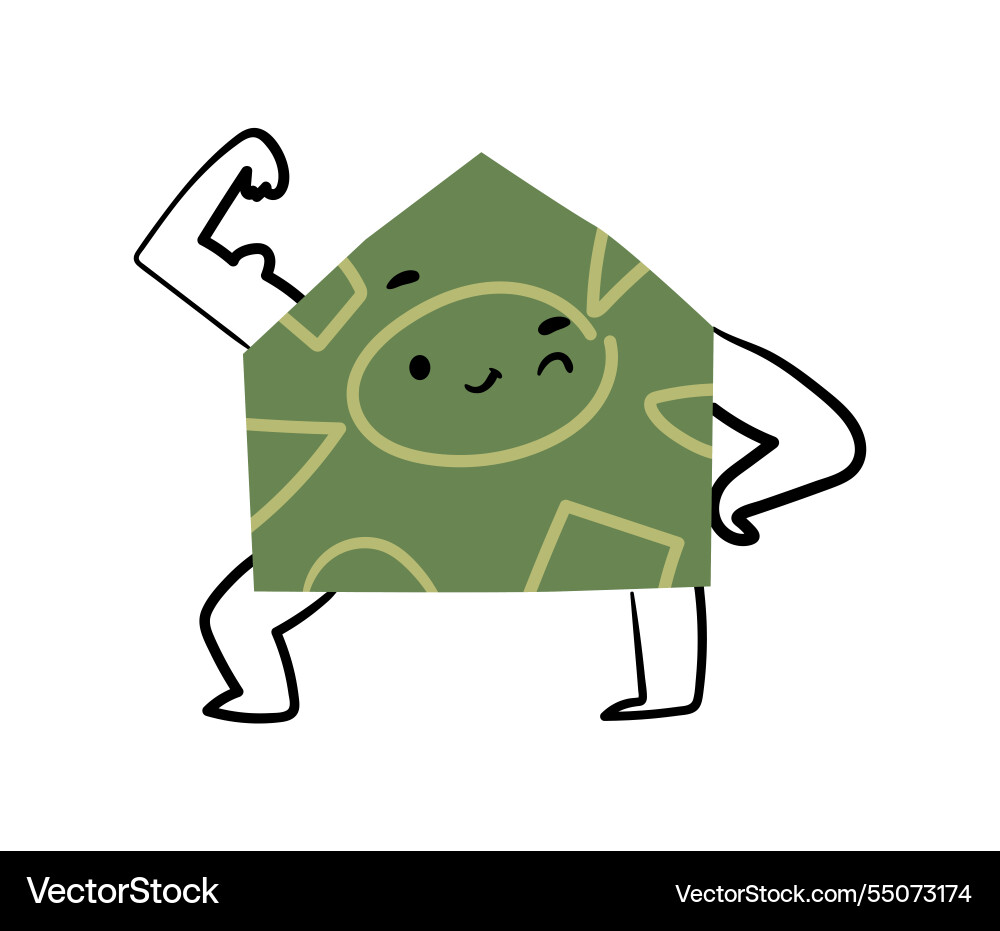 Cute pentagon character showing muscles Royalty Free Vector