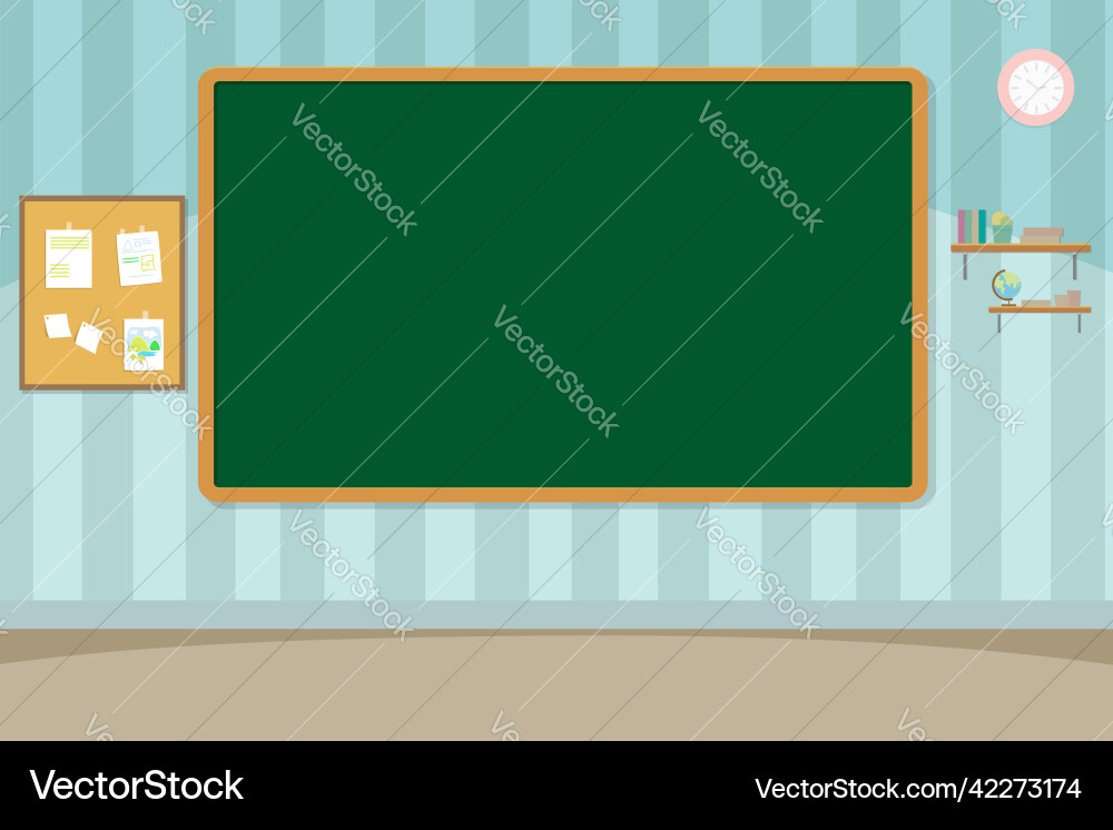 Empty school classroom with green chalkboard Vector Image
