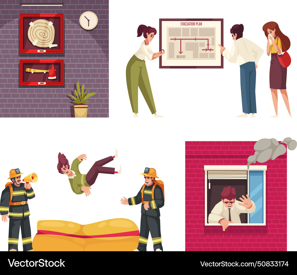 Evacuation alarm set Royalty Free Vector Image