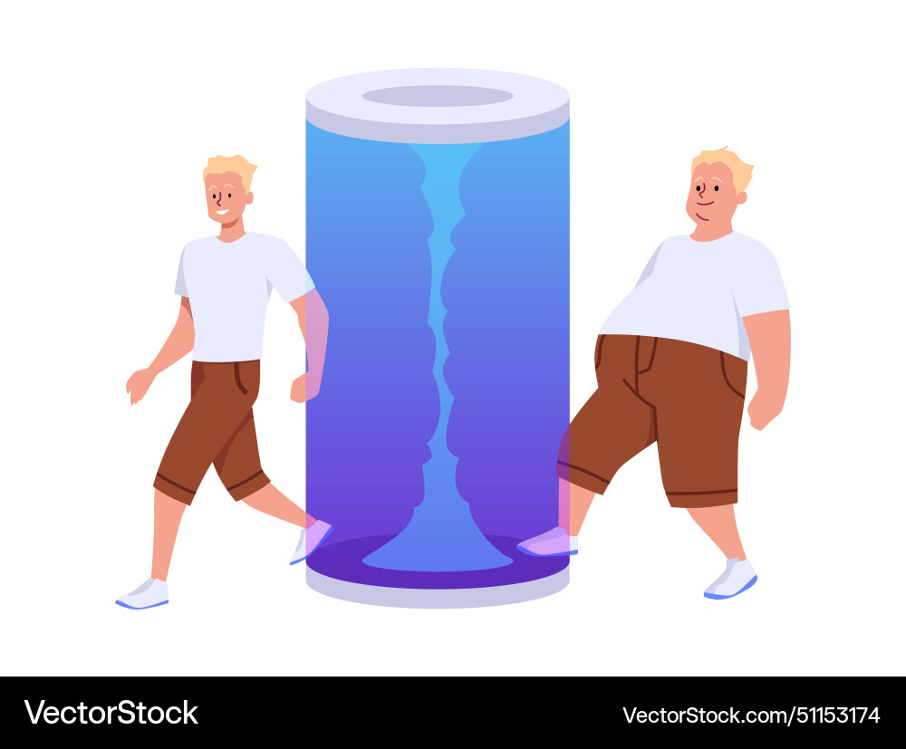 Everyday man teleportation portal Royalty Free Vector Image