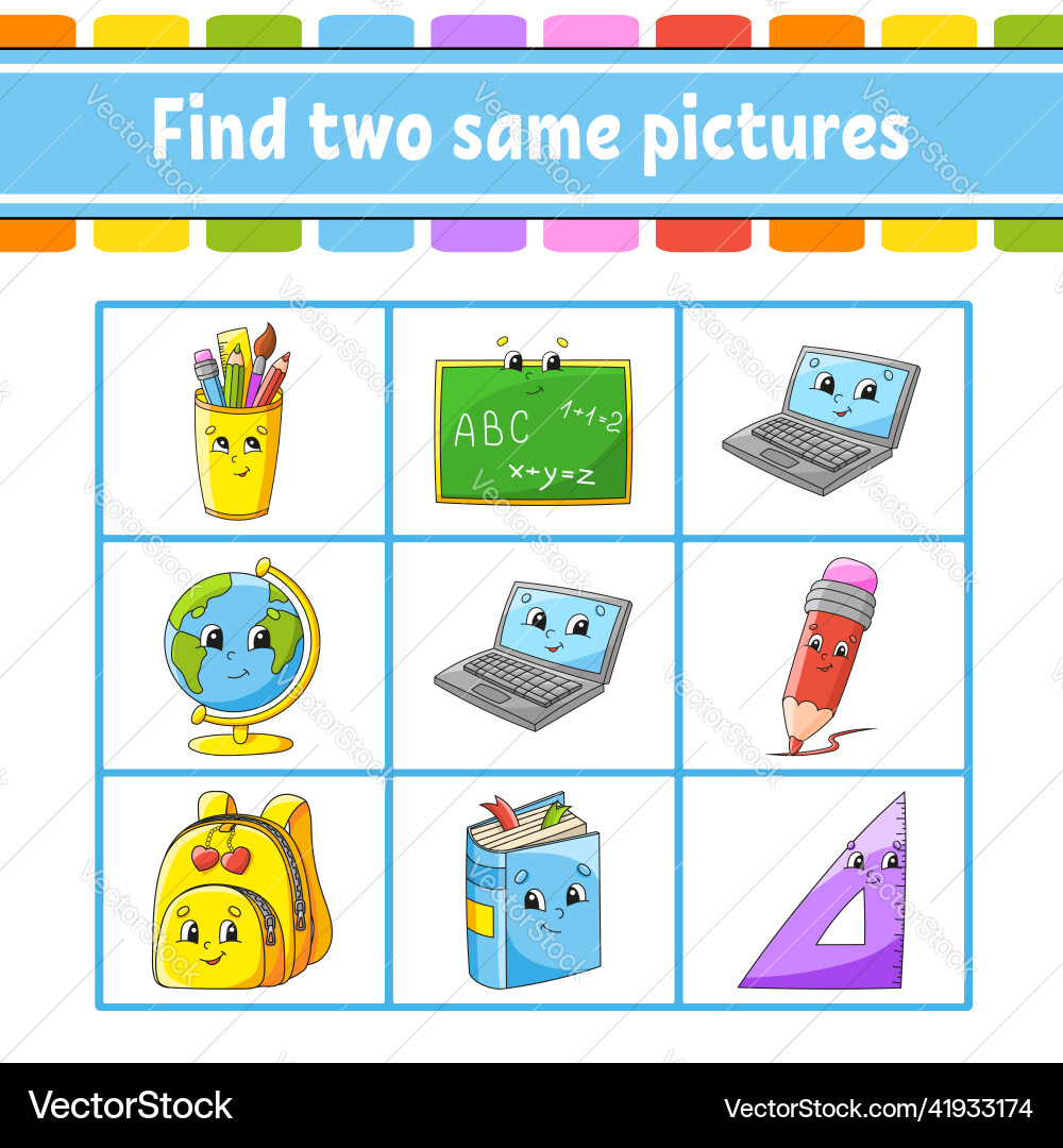 Find Two Matching Pairs - Kids Activity Royalty Free Vector