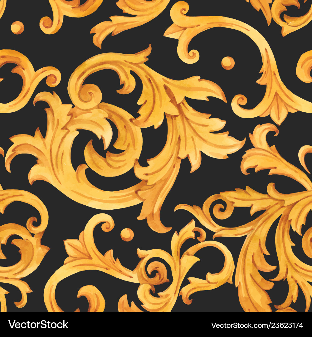 Golden baroque rich luxury pattern Royalty Free Vector Image
