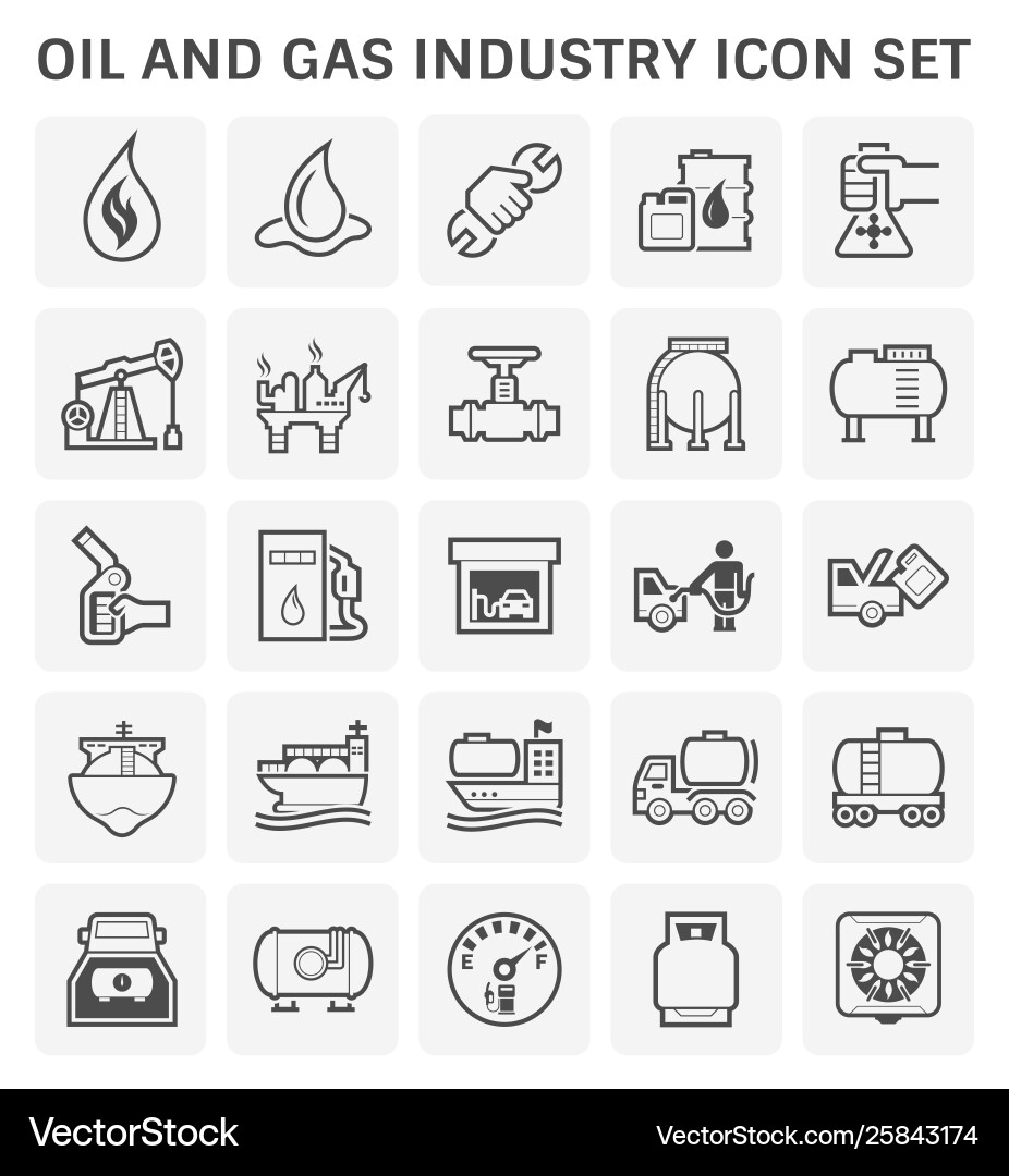 Oil and Gas Icon Set Royalty Free Vector Image