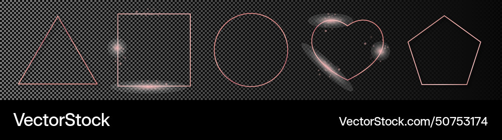 Rose gold glowing different geometric shape frame Vector Image