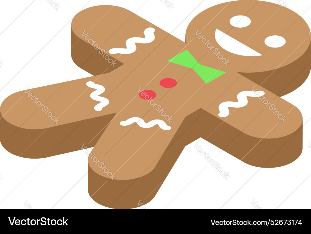 Smiling gingerbread man lying down wearing green Vector Image